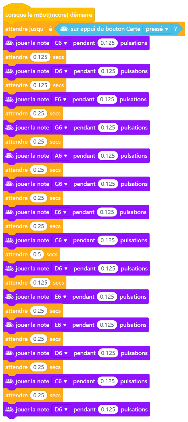 Exercices de programmation avec mBot et mblock5
