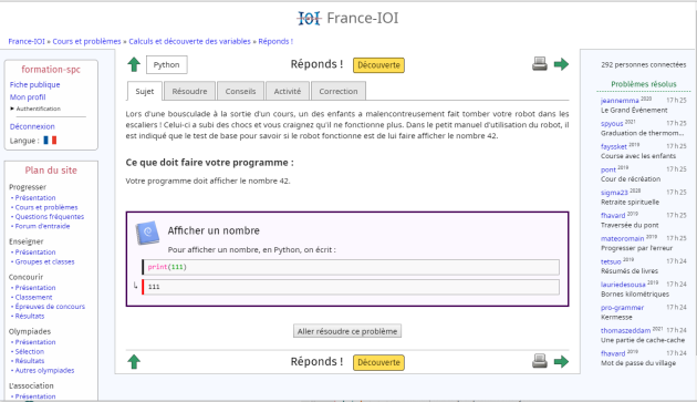 Apprendre à coder avec France IOI