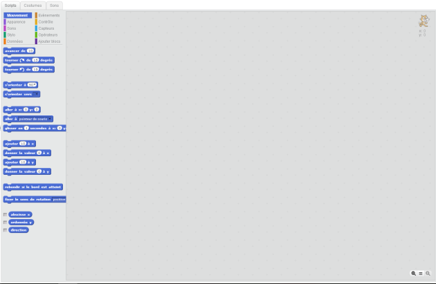 L'aire des scripts [Présentation du logiciel Scratch 2.0 ]